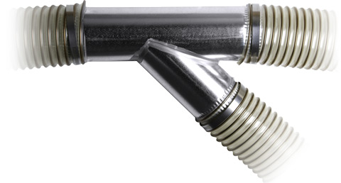 4 x 4 x 4 inch Crimped 45 Degree Wye Joint Ductwork Fitting | Oneida ...